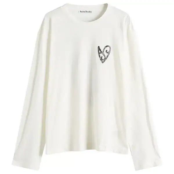 Acne Studios ハート型Tシャツ アイボリー Acne Studios Heart Logo T-Shirt - Optic White | Editorialist